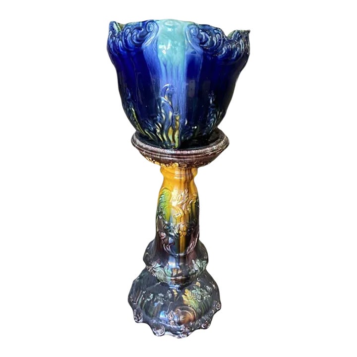 1950s Robinson Ransbottom Pottery Jardiniere Planter & Pedestal | Chairish