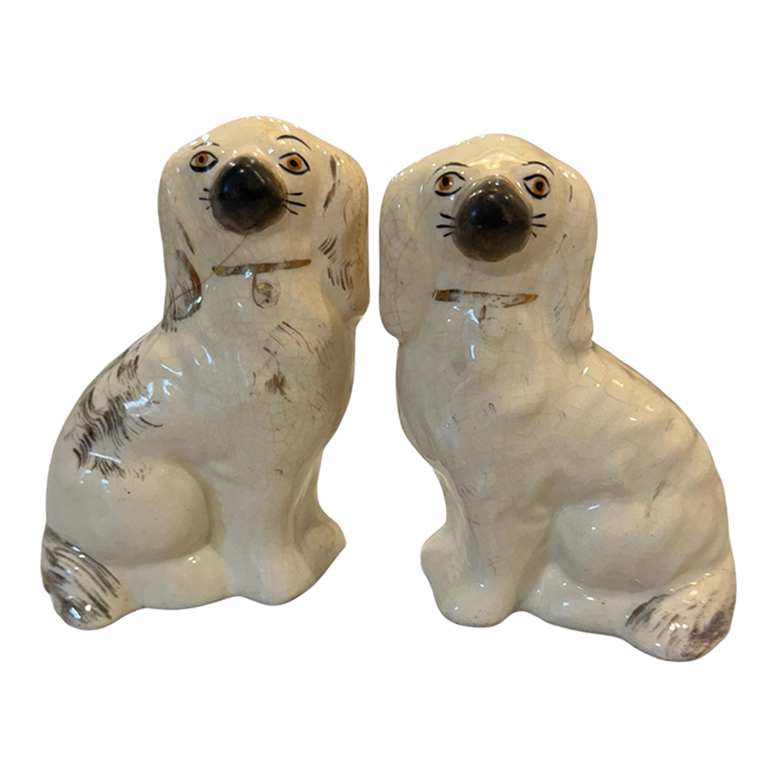 Pair of Vintage Mini Staffordshire Dogs | Chairish
