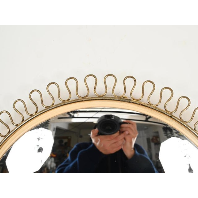 Mid-Century Modern Round Brass Mirror with Wavy Frame by Gio Ponti ...