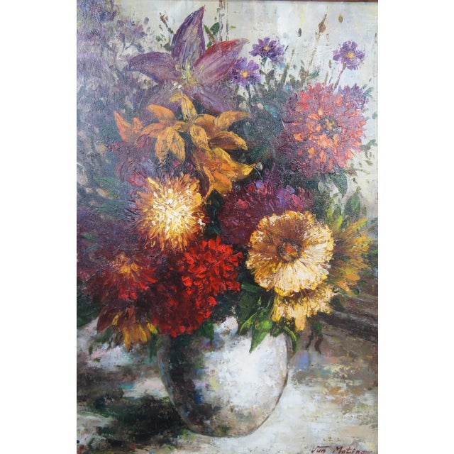 Still Life Floral Oil Painting by Van Matino Flower Bouquet in Vase ...
