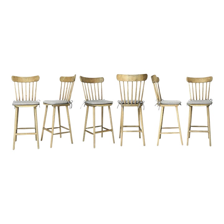 English Windsor Counter Stools - Set of 6 | Chairish