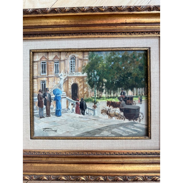 Original Signed Oil Painting Francesco Tammaro Gold Frame Paris Street ...