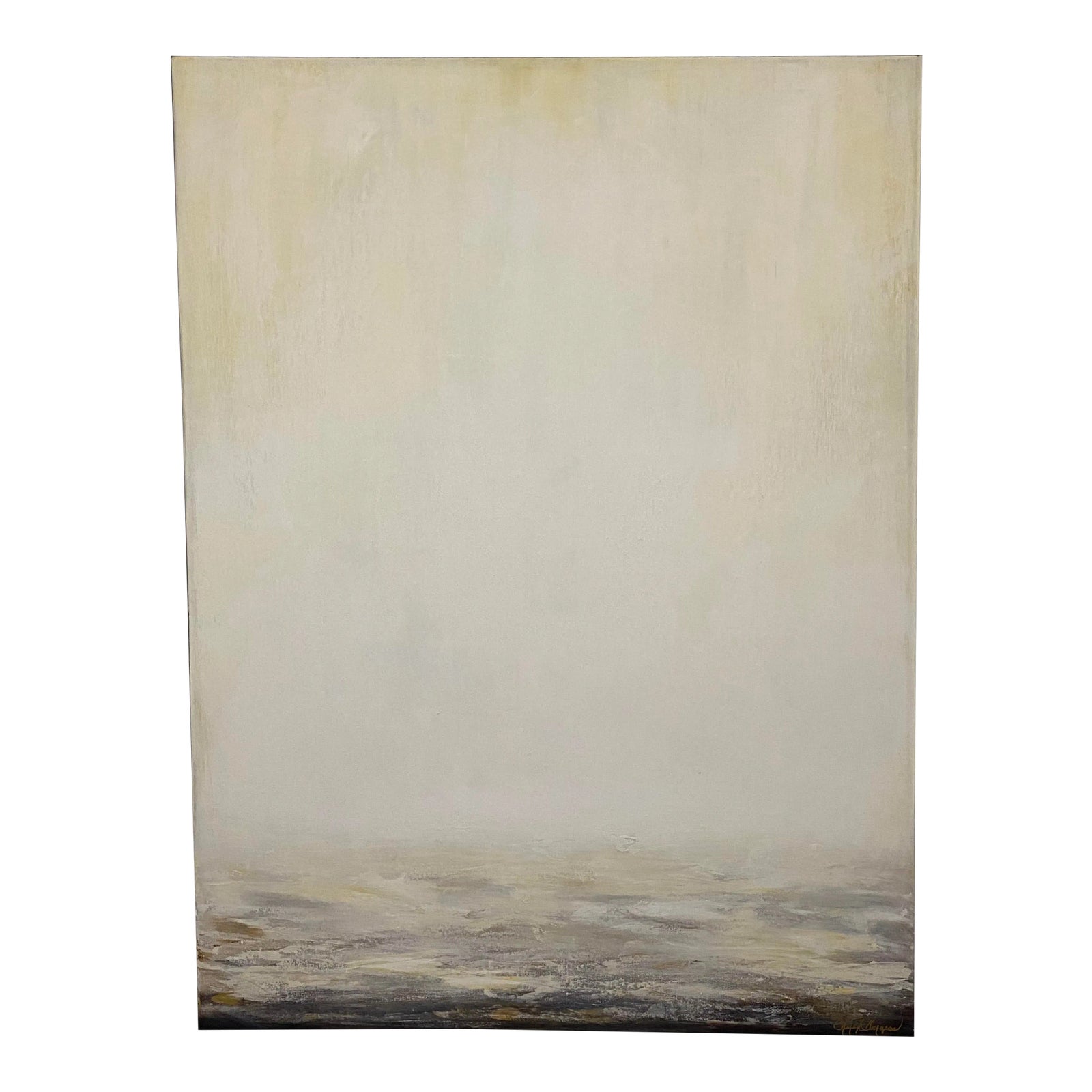 "Mellow Yellow Seascape" Contemporary Abstract Acrylic Painting | Chairish