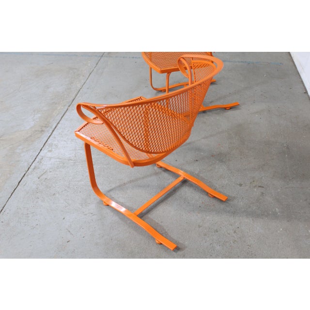Pair of Mid-Century Modern Atomic Orange Salterini Style Outdoor Metal ...