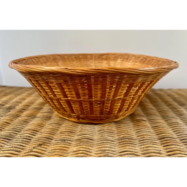 Chinese Natural Woven Wicker Rattan Bowl | Chairish