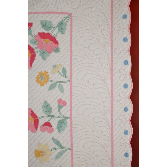 American Applique Bed Quilt | Chairish