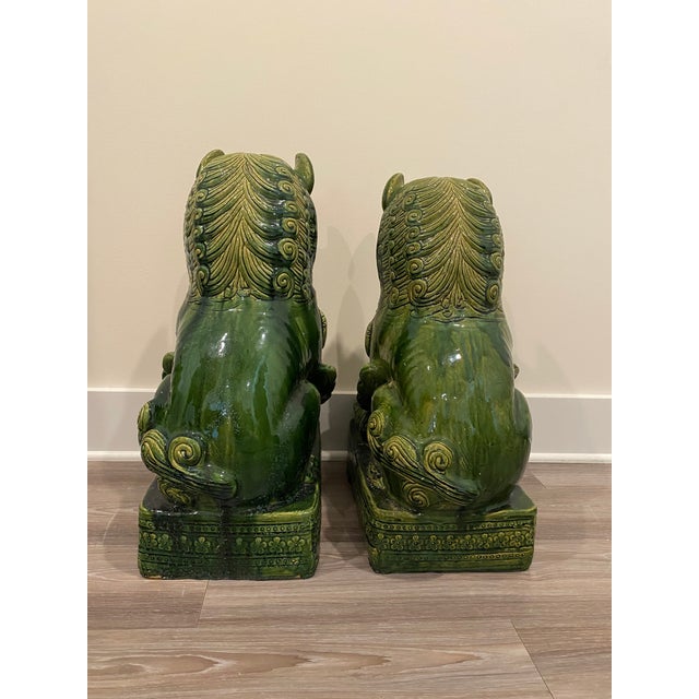 Green Foo Dog Statues | Chairish