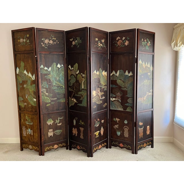 Early 20th Century Antique Hand-Painted Chinese Screen | Chairish