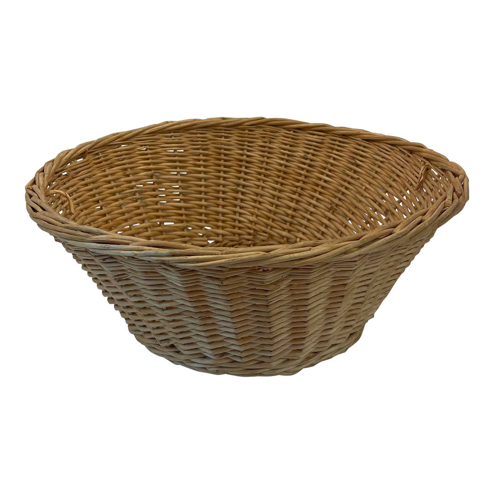 Vintage Round Wicker Basket | Chairish