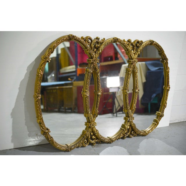 Mid-Century Triple Oval Interlocking Acanthus Decorated Gold Wall ...