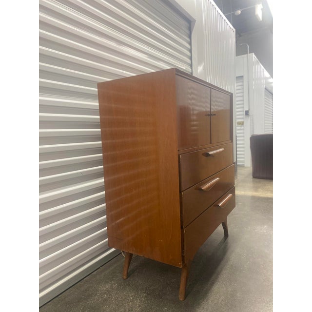 1970s Walnut Albert Parvin Style Tall Boy | Chairish