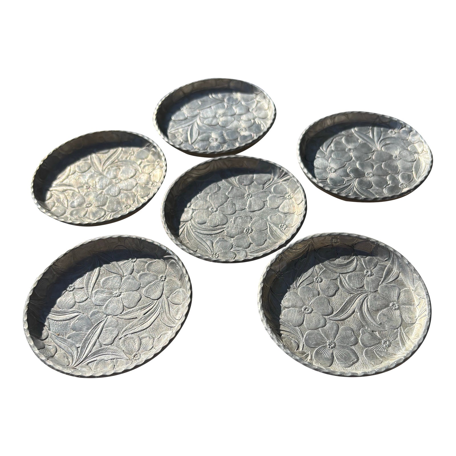 1950s Everlasting Aluminum Coasters- Set of 6 | Chairish