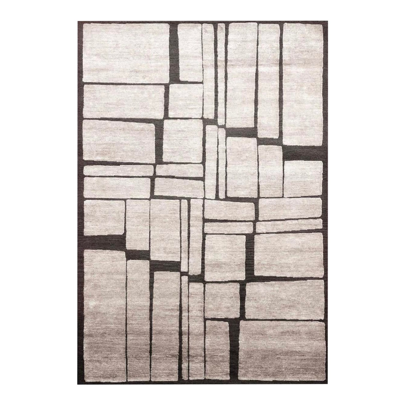 Windowpane 5' x 8' Rug - Gray/Ivory | Chairish