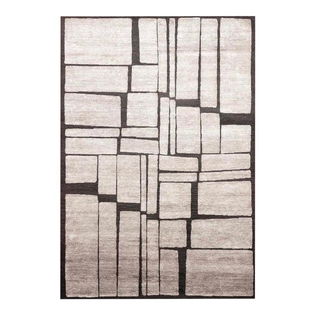 Windowpane 5' x 8' Rug - Gray/Ivory | Chairish