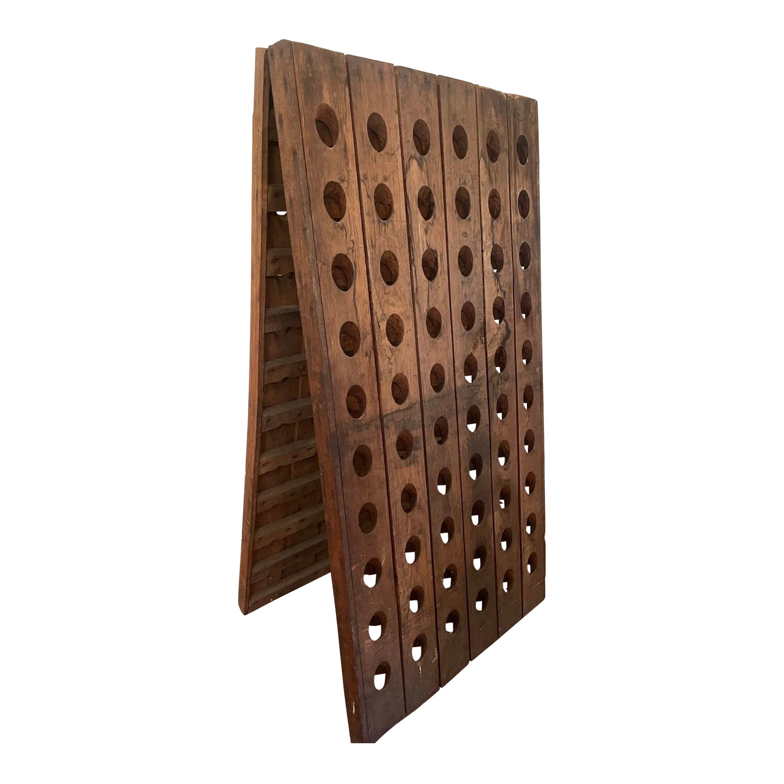 Early 20th Century French Oak Riddling Rack for Wine Bottles | Chairish