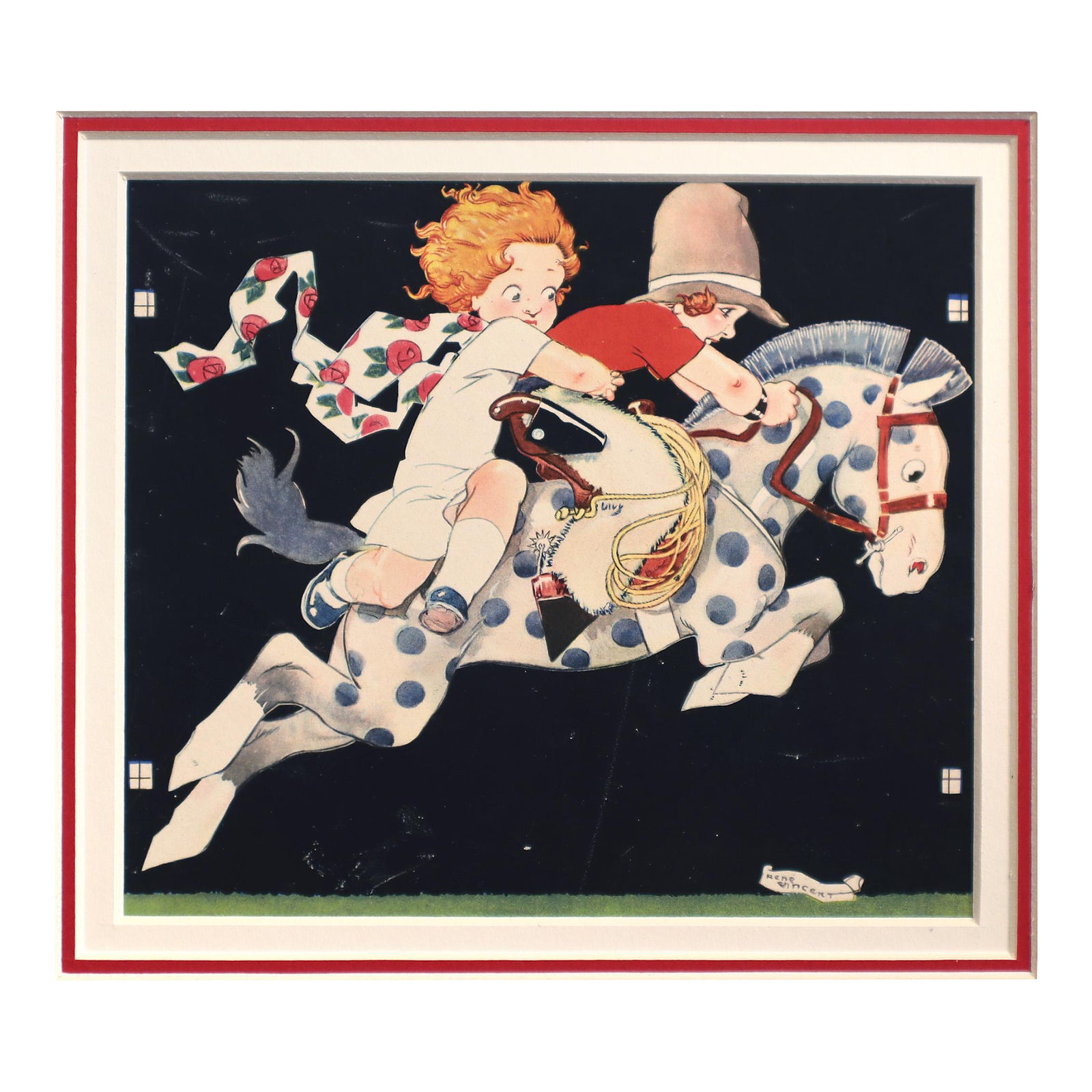 1920s French Art Deco Horse Poster - Polka Dot Horse (Matted) | Chairish
