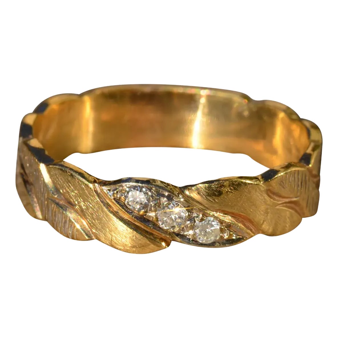 The Tuttle: Men's Vintage Yellow Gold and Diamond Eternity Band | Chairish