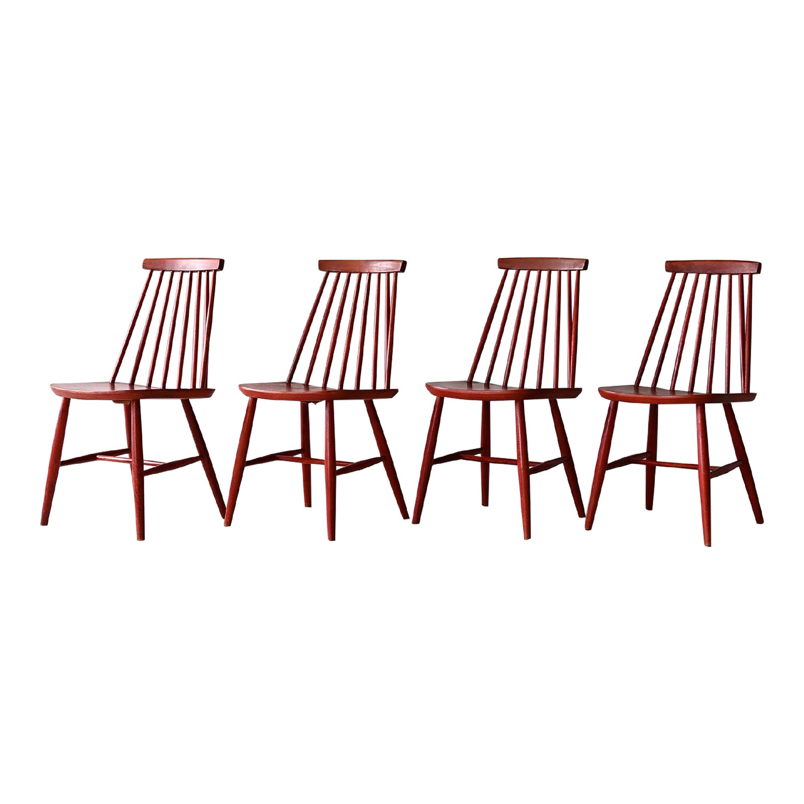 1960s Scandinavian Vintage Red Chairs - Set of 4 | Chairish