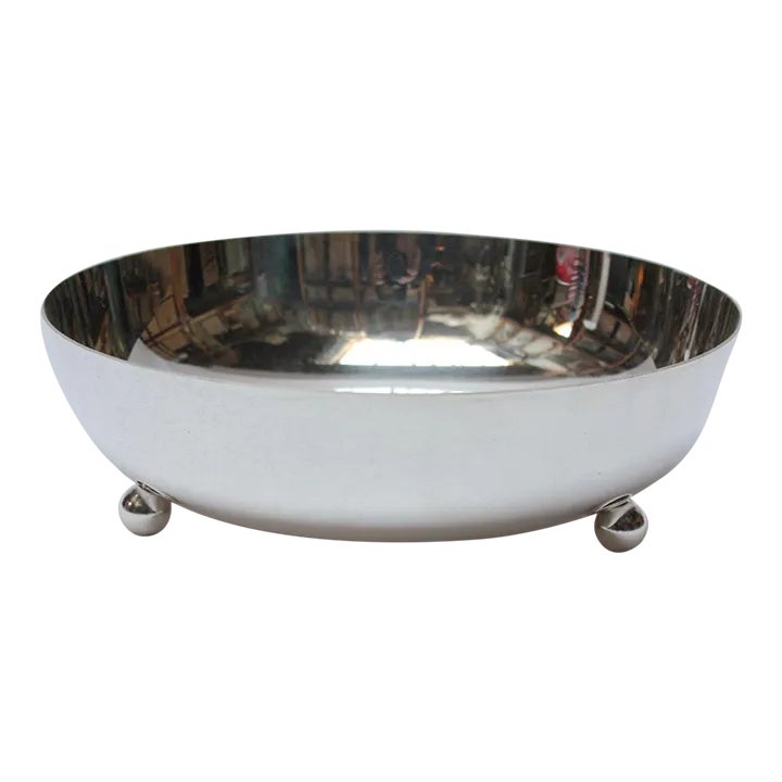 Vintage Silver-Plated Copper Decorative Footed Bowl by Academy | Chairish