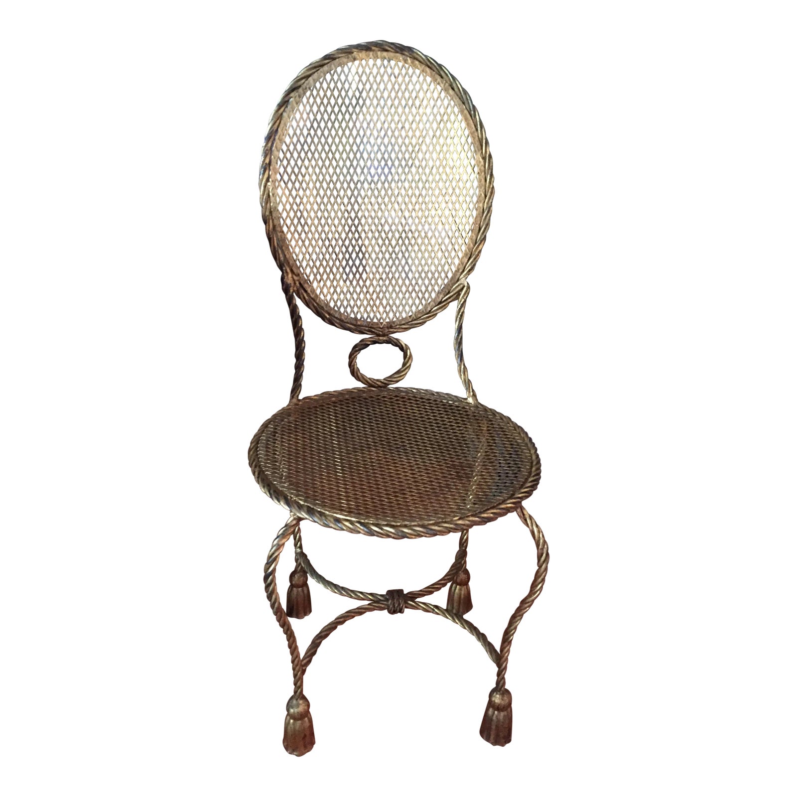 1930s Vintage Hollywood Regency Rope & Tassel Chair | Chairish