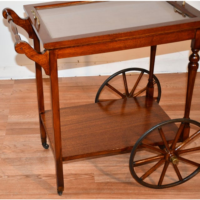 1940s Regency Style Mahogany Tea Cart Server Cart With Removable Glass ...