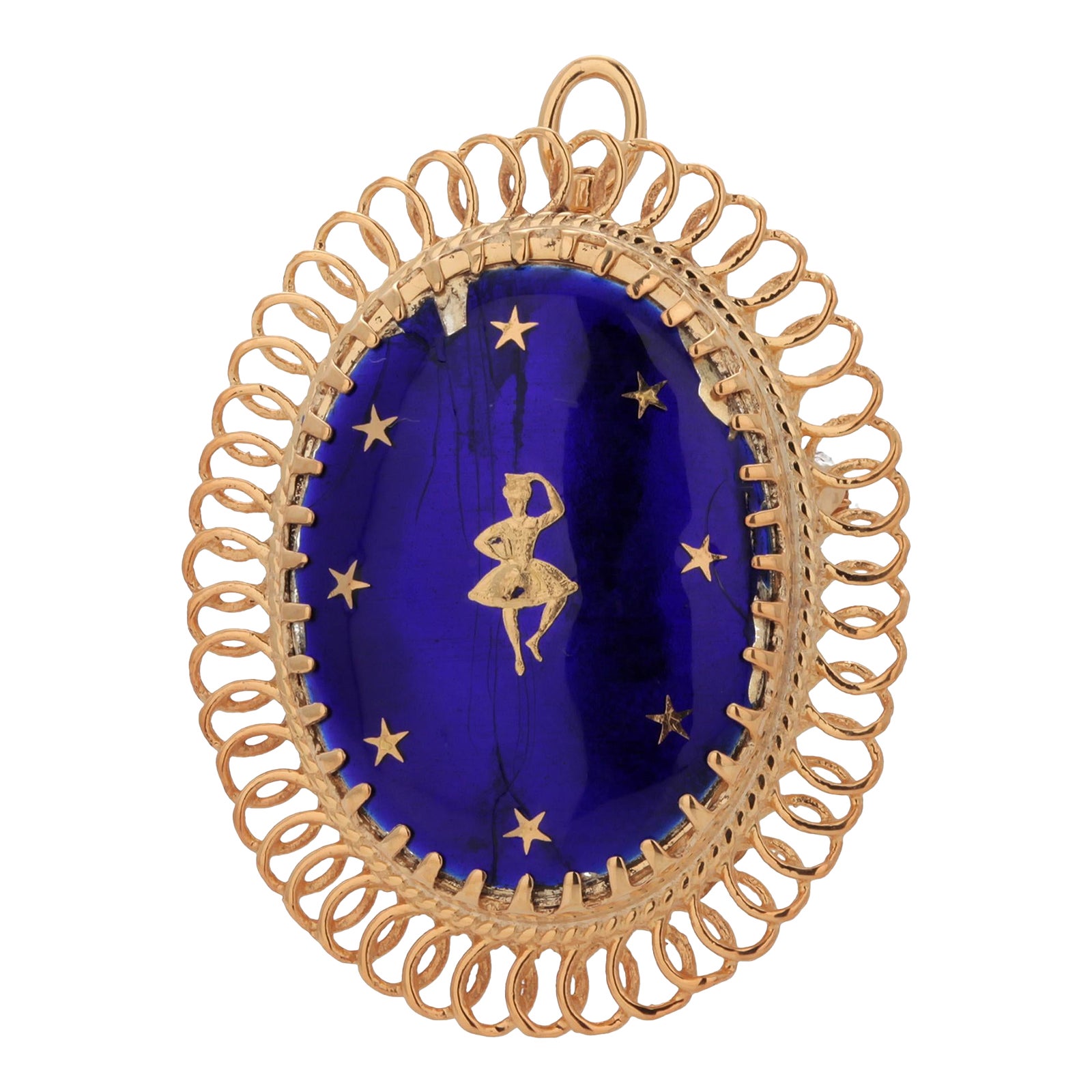 Vintage 14k Yellow Gold Enamel Dancer Convertible Brooch Pendant French ...