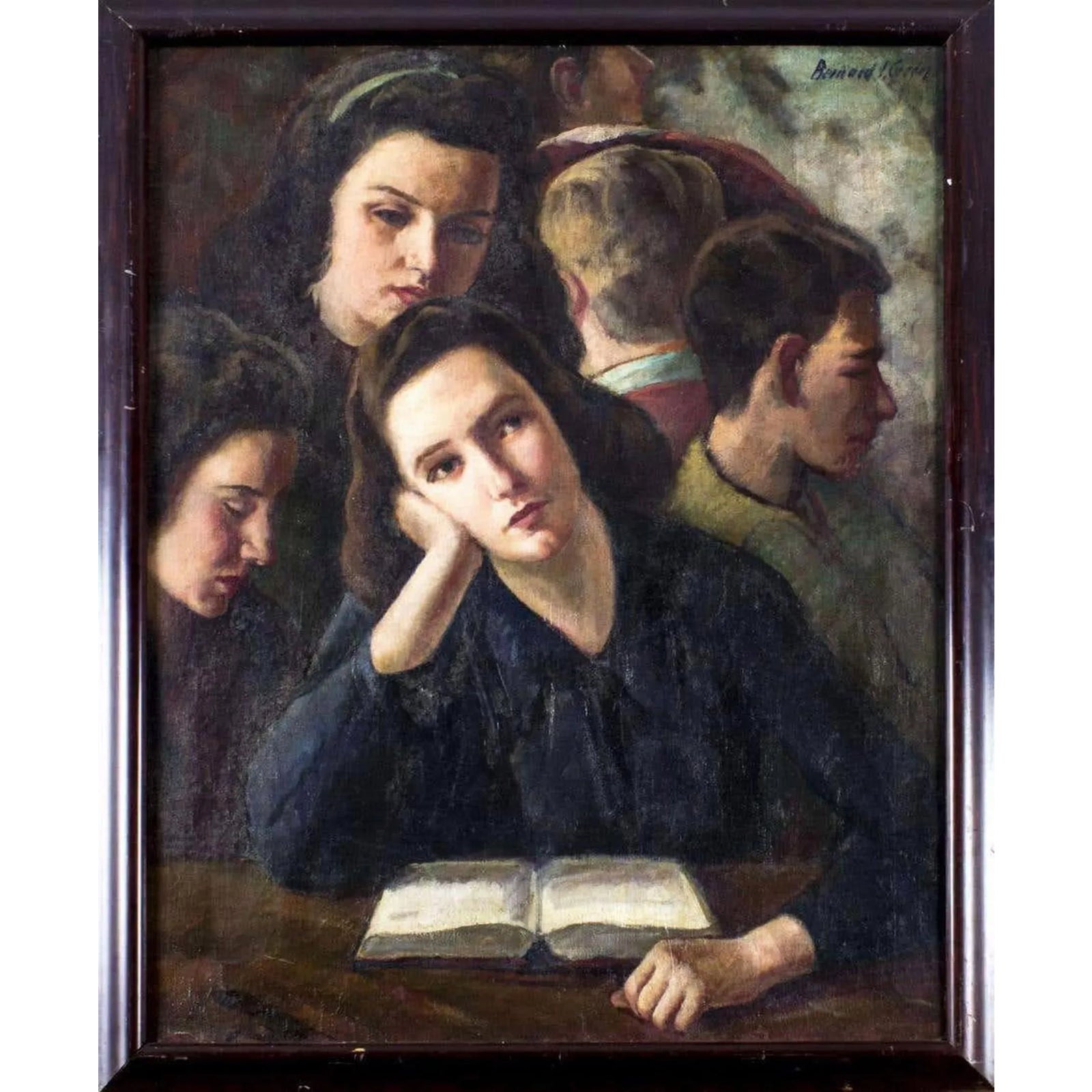 Early 20th Century Daydream Wpa Era Oil Painting on Canvas, Bernard ...
