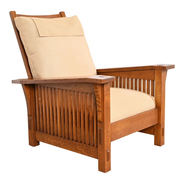 Stickley Mission Oak Arts & Crafts Reclining Morris Lounge Chair | Chairish