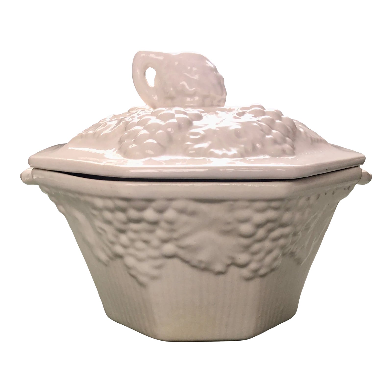 Vineyard Patterned California Pottery White Ceramic Soup Tureen | Chairish
