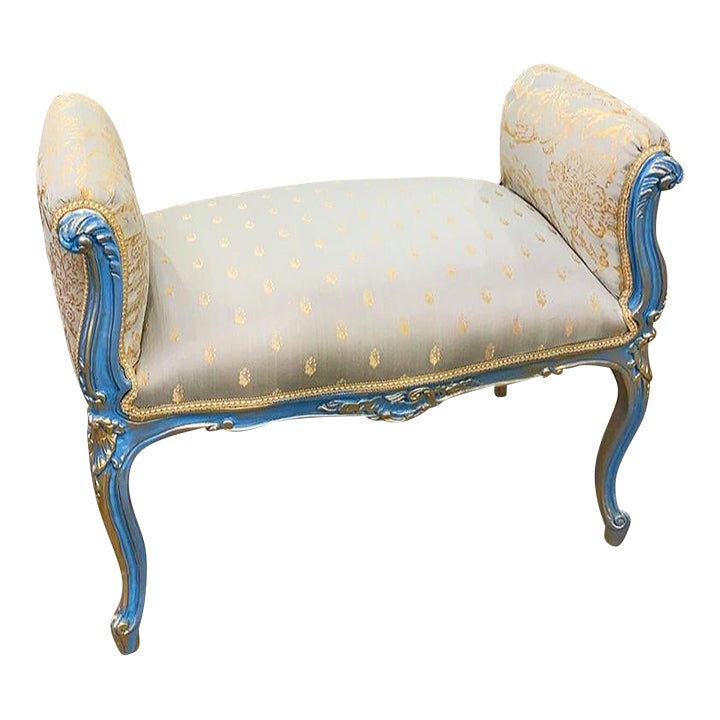 French Style Bench With Gold Details | Chairish