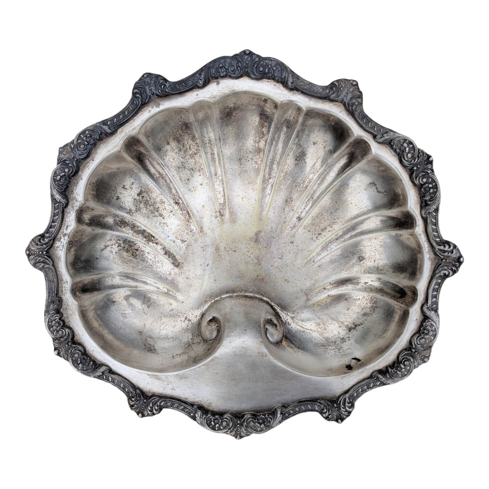 Vintage Mid Century Old English Silverplate Footed Clam Shell Serving ...