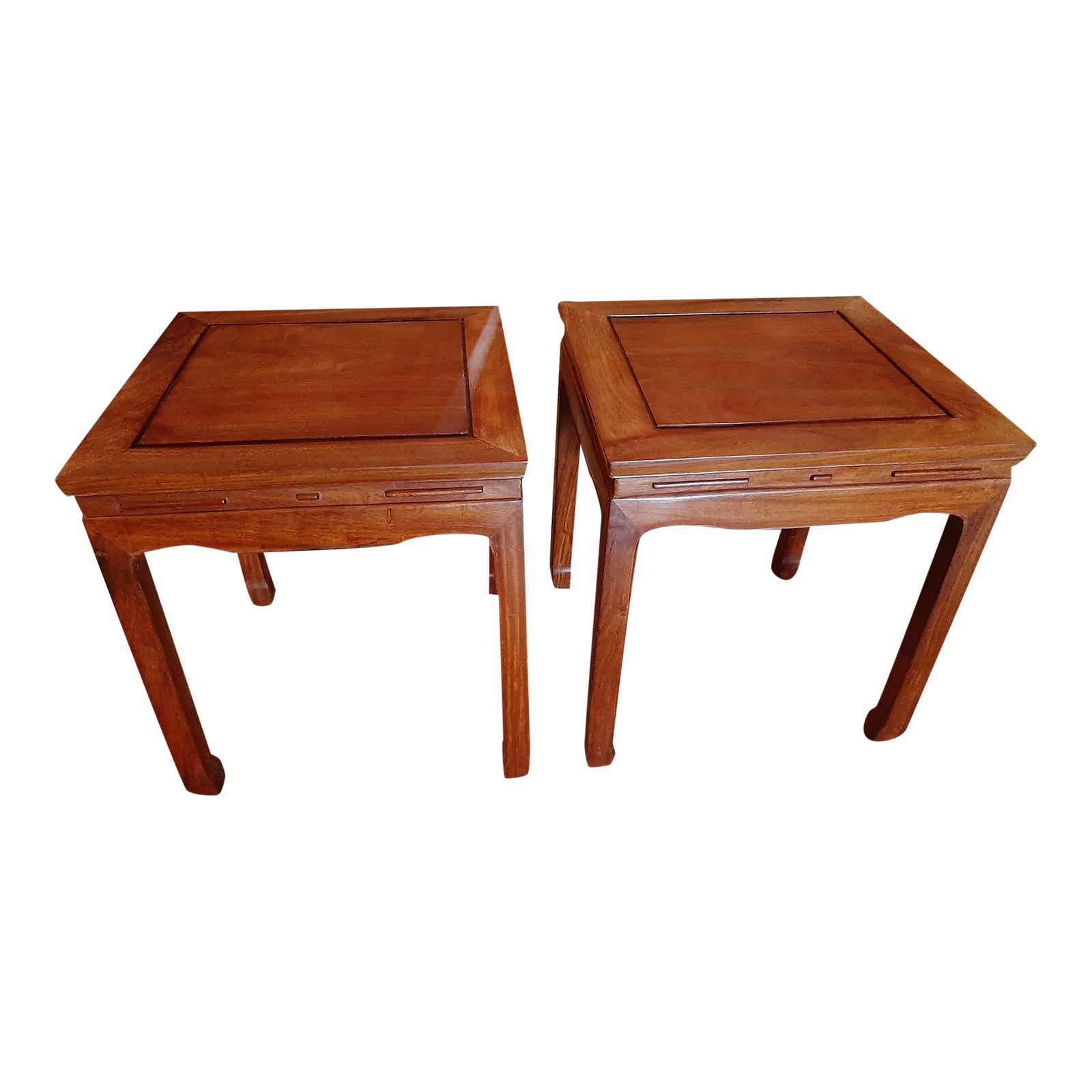 Vintage Square Chinese Ming Style End Tables - a Pair | Chairish