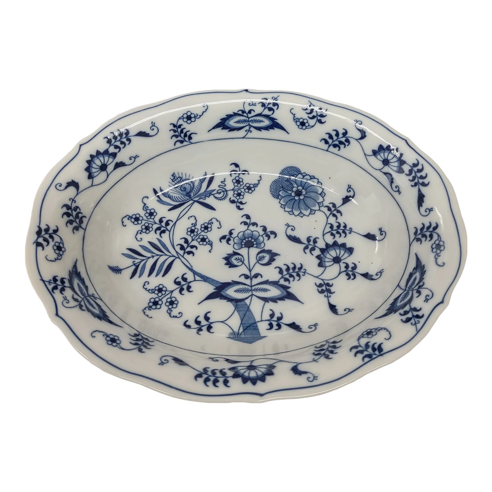 Vintage Blue Danube Blue Onion Oval Serving Bowl | Chairish