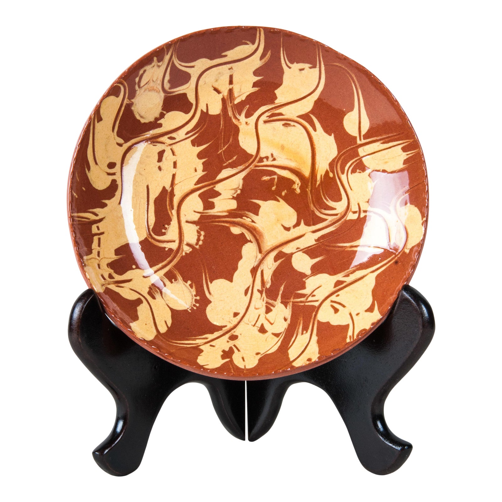 1997 Lester Breininger Redware Yellow on Red Plate | Chairish