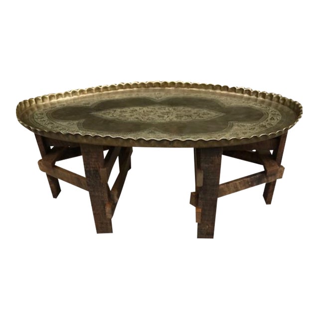 1960s Vintage Brass Tray Table | Chairish