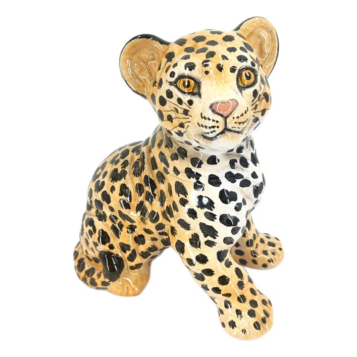 Hand-Painted Ceramic Leopard, Italy, 1960s | Chairish