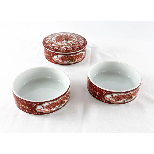 Vintage Chinoiserie Japanese Porcelain Stacking Box | Chairish