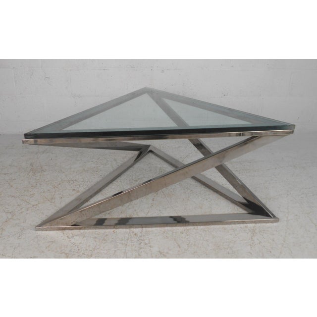 Mid-Century Modern Style Triangular Chrome Coffee Table | Chairish
