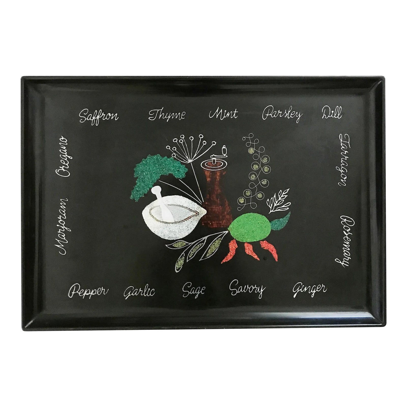 Mid-Century Couroc Herbs Spices Pepper Mill Mortar Pestle Black Lacquer ...