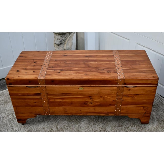 Vintage Standard Solid Cedar Blanket Chest W/Copper Straps | Chairish