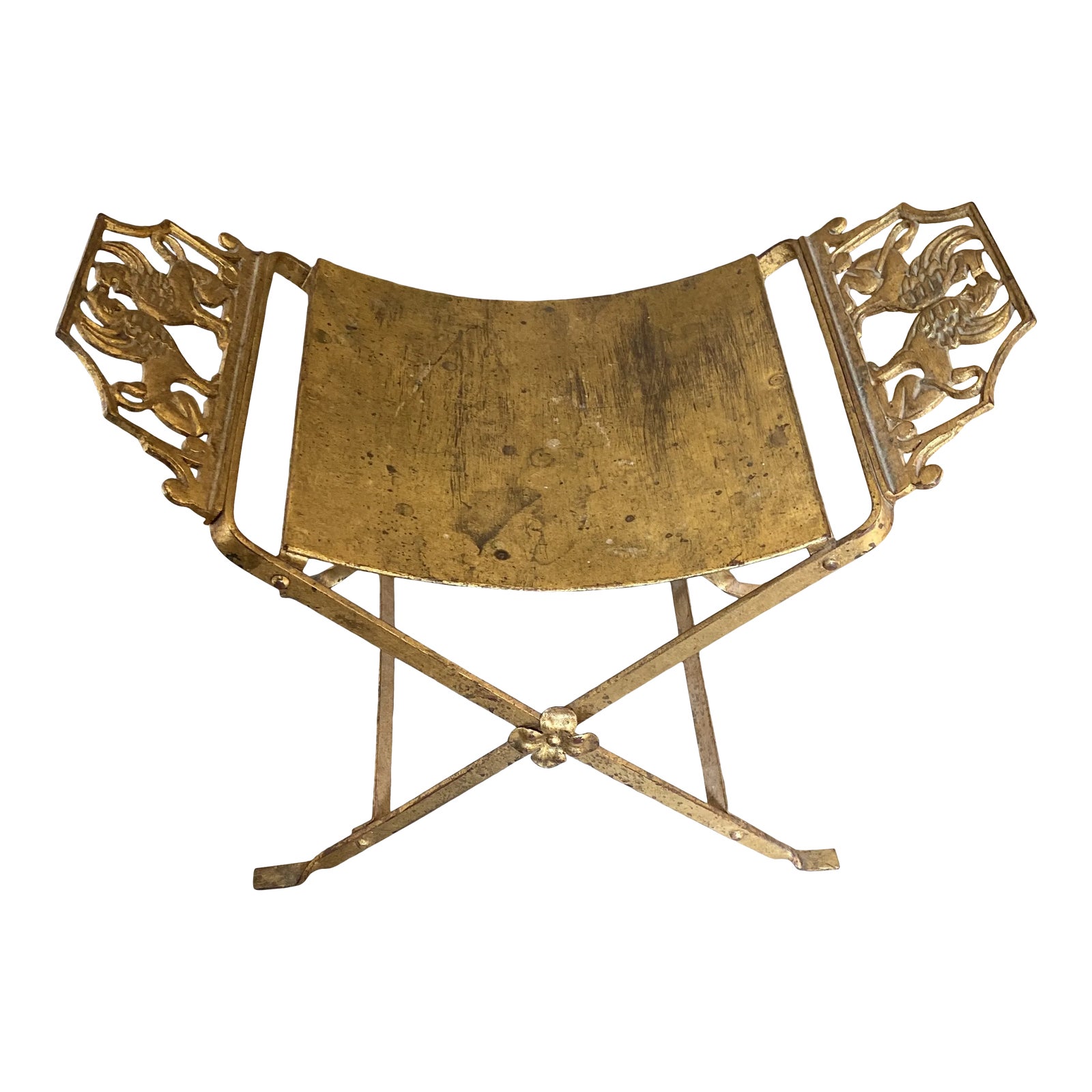 Antique Bach Style Griffin Motif Gold Bench | Chairish