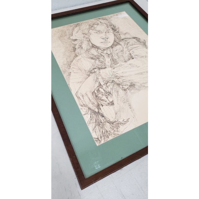 Vintage Pen and Ink Portrait of a Young Man | Chairish