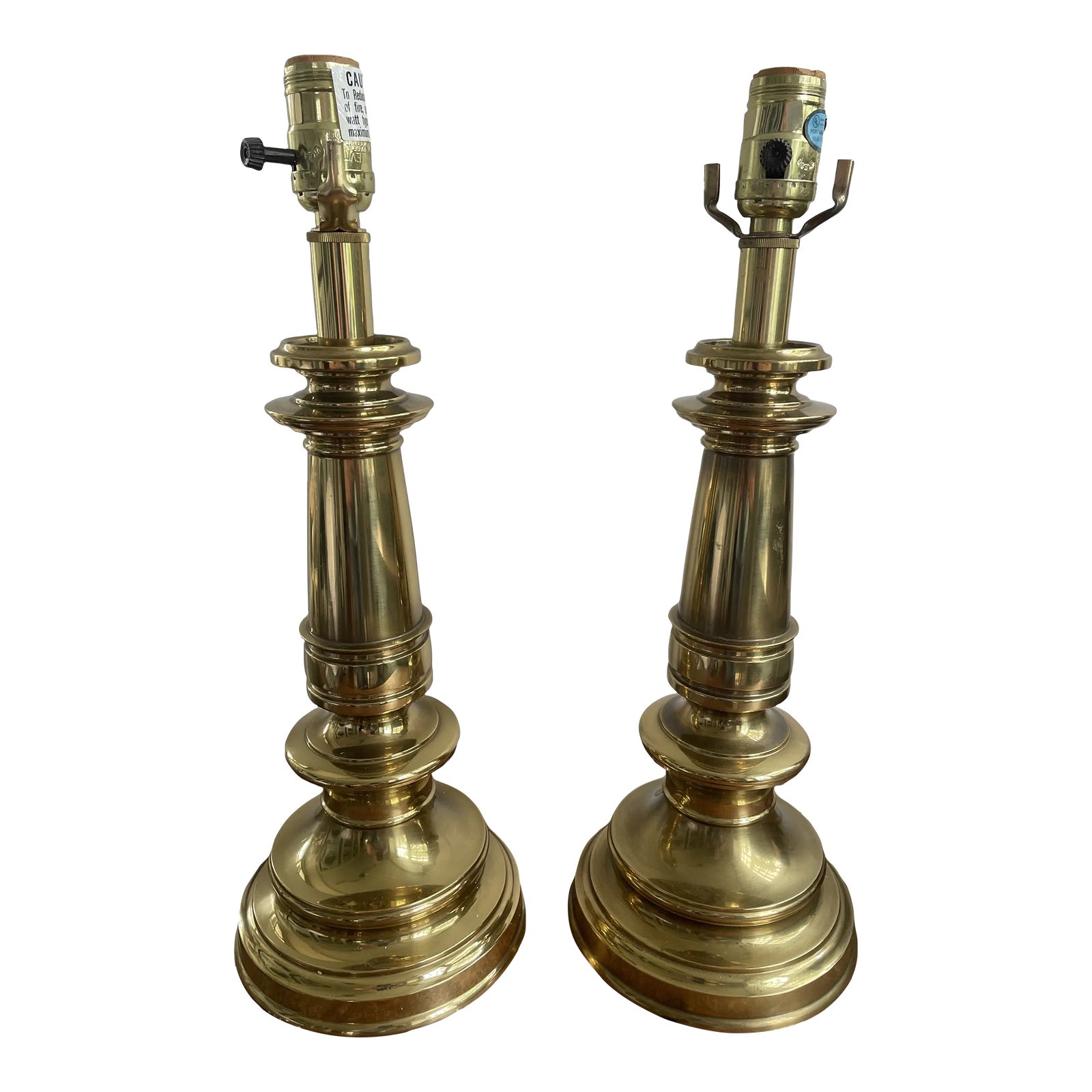 Stiffel Tall Brass Table Lamps - Matching Pair - Heavy | Chairish