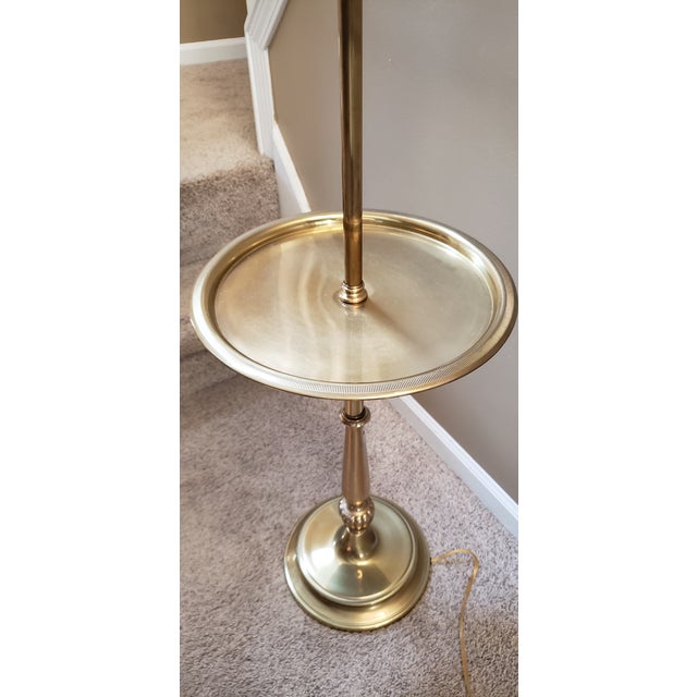 Late 20th Century Vintage Frederick Cooper Brass Floor Lamp With Round ...