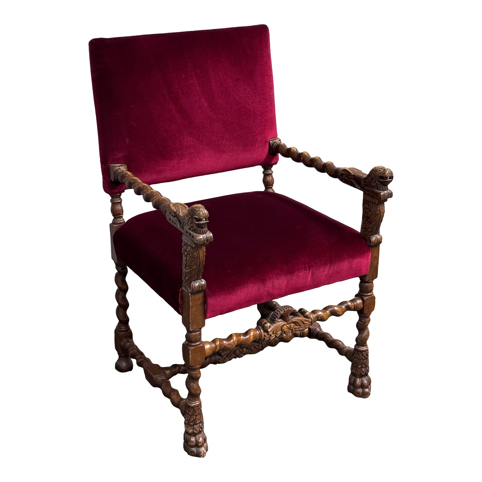 Circa 1978 Firenze Furniture Carved Arm Chair | Chairish