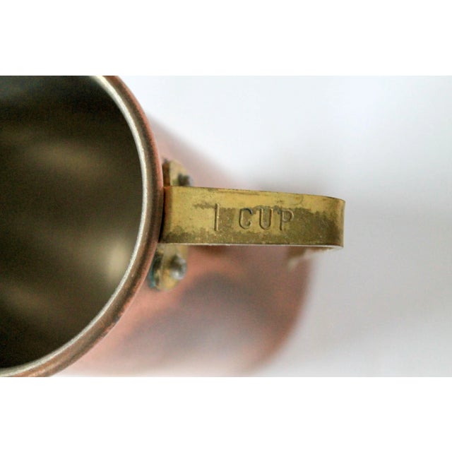 Vintage Farmhouse Style Copper and Brass Measuring Cups | Chairish