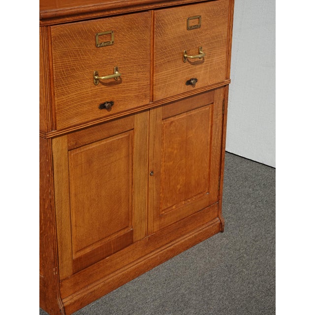 Antique Shannon File Oak Stacking Sectional Double File Cabinet Card ...