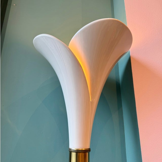 Vintage Brass and Ceramic Calla Lily Table Lamp | Chairish