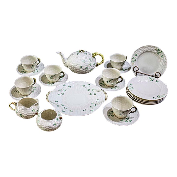 Belleek Shamrock Pattern Classic Fine Parian China Breakfast Set - 22 ...