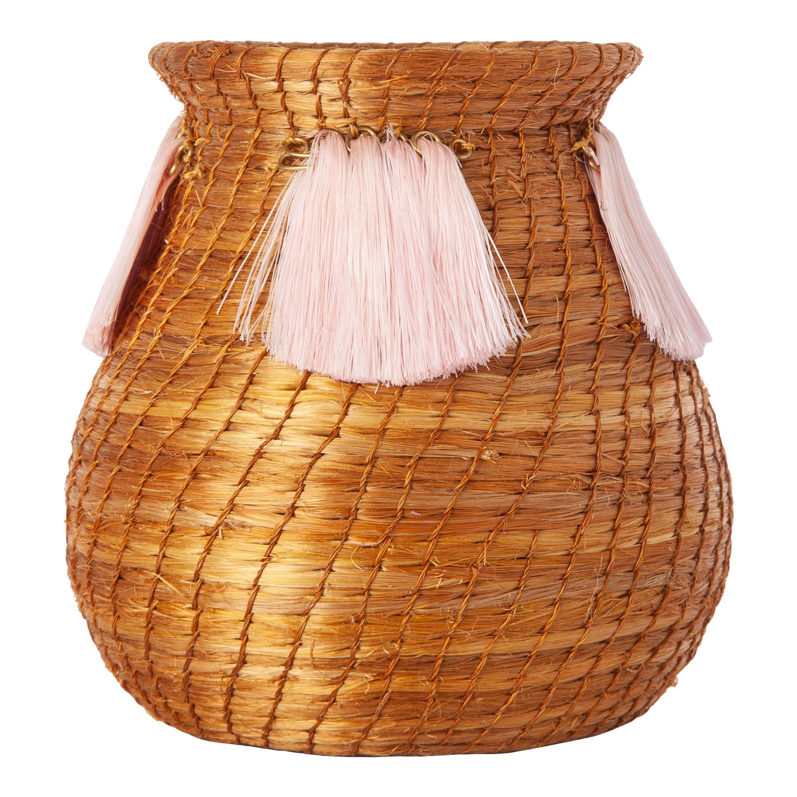 Mini Fanned Out Sisal Vase Bulbous Caramel | Chairish